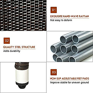 Tangkula 7 PCS Outdoor Patio Dining Set, Garden Dining Set w/Acacia Wood Table Top, Stackable Chairs with Soft Cushion, Poly Wicker Dining Table and Chairs Set (Brown)