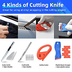 Zanch Vinyl Wrap Tool Kit,Complete Tools for Automotive Vinyl Wrap Film Installation - Deluxe 45pcs Includes Blue Heat Gun