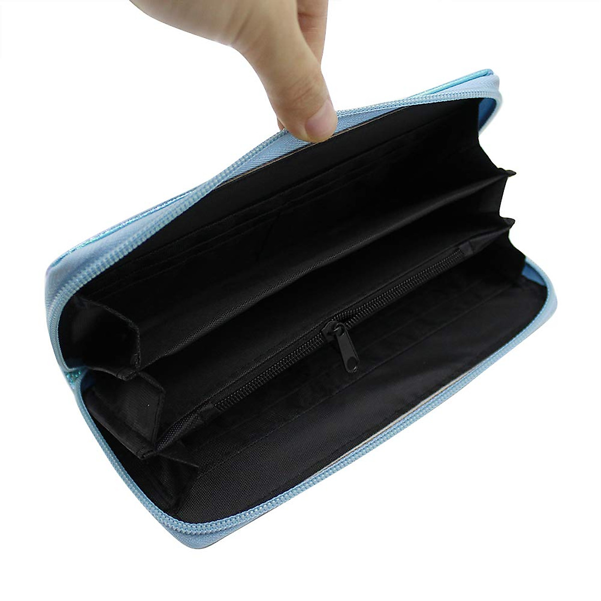 LEOMOSTE Holographic Wallet Shiny Mermaid Purse Money Clip Mini Evening Clutch Bag Rainbow Card Holder