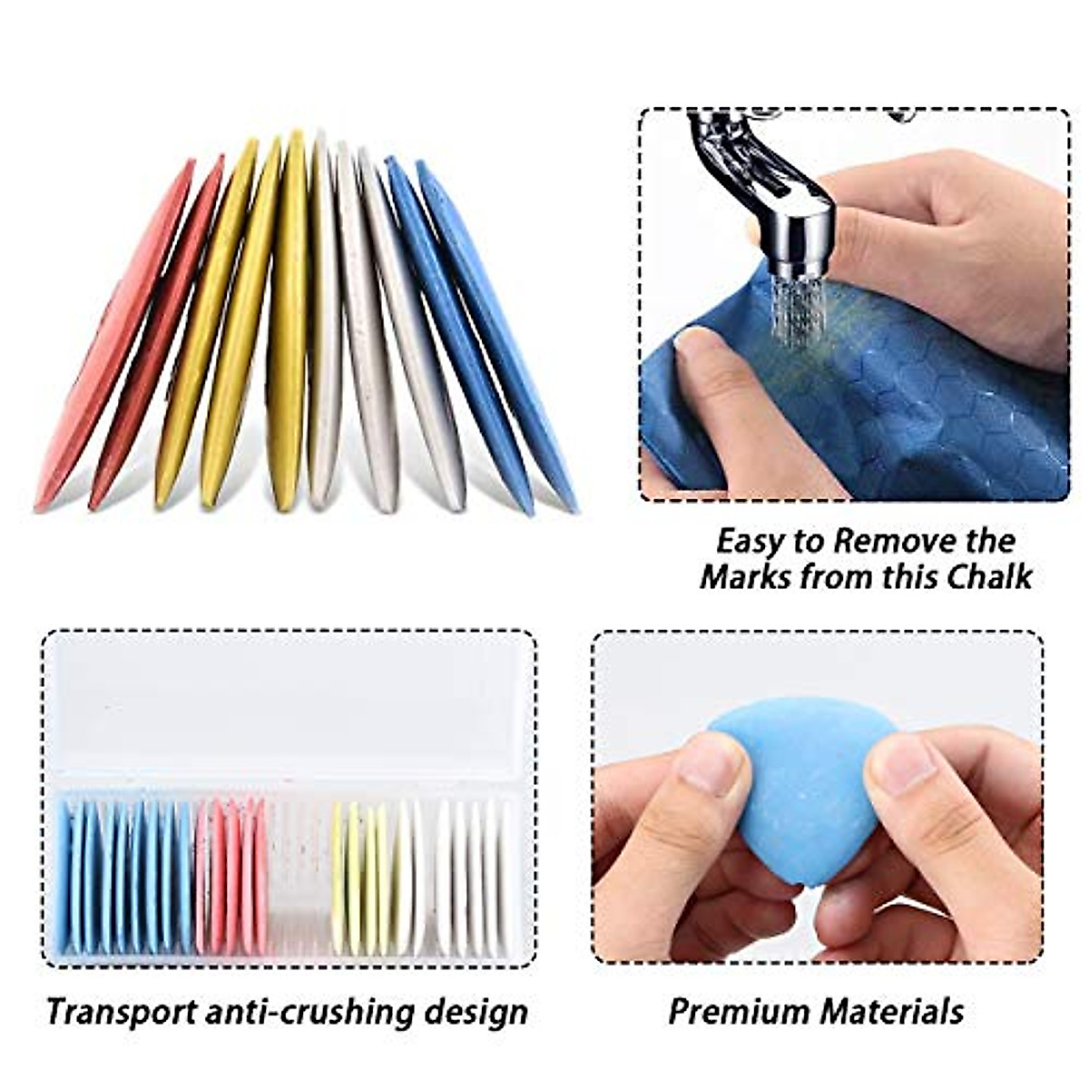 Tailors Chalk Triangle Tailor's Fabric Marker Chalk - Triangle Chalks for Tailoring, Sewing, Quilting, Crafting, Notions, Fabric Marking - Sewing Notions & Accessories (30 Pieces. Assorted Colors)