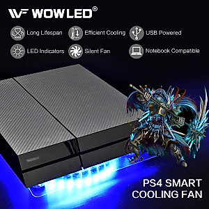 WOWLED Cooling Fan Mini 3 keys Control Gaming USB RGB LED Cooler Thermal Fan Pad for PS4 Playstation 4 XBOX One X Consoles Laptop Notebook PC CPU Coolers Computer Cooling Strip Light Case Fan