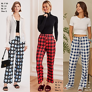 Ekouaer Womens 2 Pack Lounge Pants Comfy Pajama Pants Plaid Pajama Bottoms with Pockets Drawstring Pj Bottoms Pants