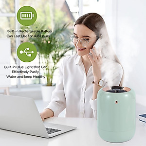 MayPal Humidifiers for Bedroom, Cool Mist Humidifier,1L Wireless Quiet Humidifiers with Battery for Baby Office,2 Spray Modes & 4Timer, Auto Shut-Off,Easy to Clean