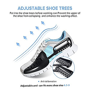 Teletrogy Shoes Laundry Bag Keep Shoes Clean, Shoe Wash Bag for Washing Machine, Reusable and Durable Zipper Shoe Washing Bag, Sneaker Tennis Shoe Cleaner Kit Include Pair of Adjustable Shoe Trees