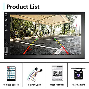 7 Inch Double Din Car Stereo Apple CarPlay & Android Auto 1024 * 600 HD Touchscreen Car Radio Receiver with Mirror Link, Bluetooth, Backup Camera, Remote, AM/FM, USB AUX RCA