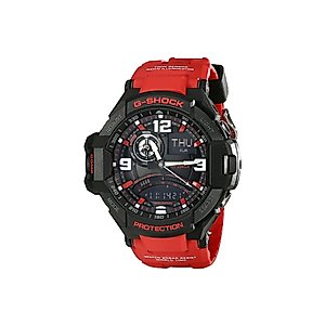 Casio G-Shock Aviation Black Dial Red Resin Quartz Men's Watch GA1000-4B