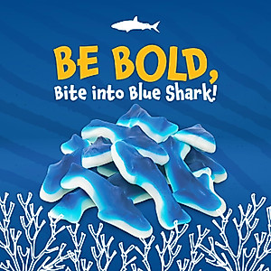 Funtasty Blue Sharks Gummy Candy, Blue Raspberry Marshmallow Flavor - 11-Ounce Bag