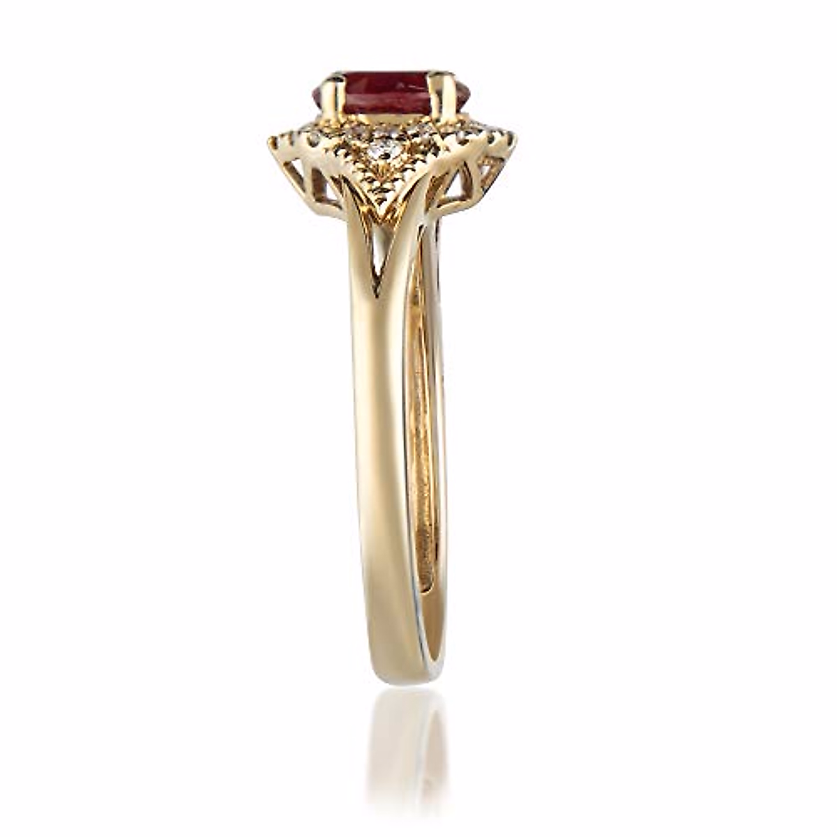 Gin & Grace 10K Yellow Gold Mozambique Genuine Ruby Ring with Diamonds |Ethically, authentically & organically sourced (Oval-Cut) shaped Ruby hand-crafted jewelry for her | Ruby Ring for women