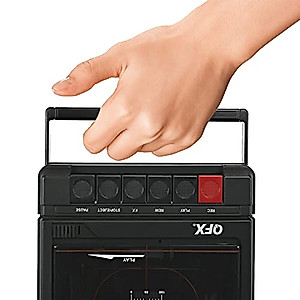 QFX RETRO-39 Portable Shoebox Tape Recorder, Analog Cassette Tape Deck with USB 2.0, Built-in Microphone, and a 3.5" Bluetooth Speaker,