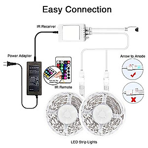 DAYBETTER 60ft Smart Led Lights,5050 RGB Led Strip Lights Kits with Remote, App Control Timer Schedule Led Music Strip Lights(2 Rolls of 30ft)
