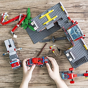 QLT QIAOLETONG City Fire Station Building Kit, 774 Pcs Building Set Including Fire Station, Fire Truck, Fire Helicopter,Fire Fighter, City Building Blocks STEM Toys Gift for Boys 6-10 Years Old.