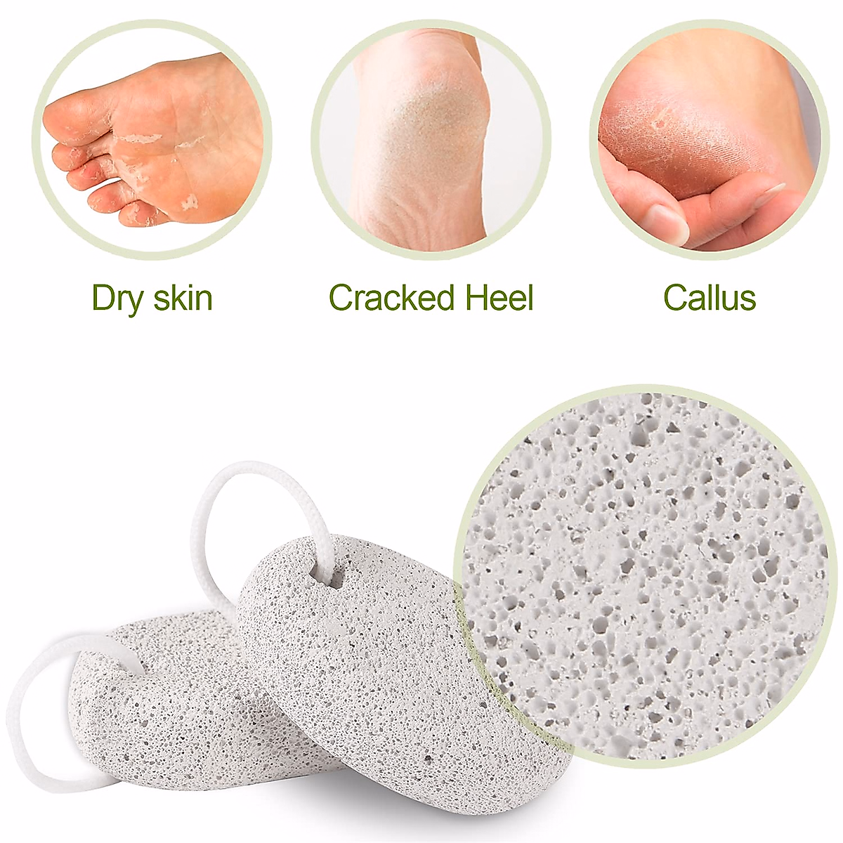 2PCS Natural Pumice Stone, Asqraqo Lava Pedicure Tools Hard Skin Callus Remover for Feet and Hands - Foot File Exfoliation to Remove Dead Skin, and Callusess