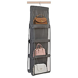 ABSOK Handbag Hanging Organizer,Hanging Purse Organizer Handbag Storage Hanger Oxford Cloth Dust Proof Storage Holder Bag Wardrobe Closet Space Saving Organizers System,Washable - 8 Pocket