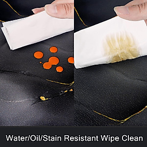 BLEUM CADE 2 PCS Kitchen Rugs and Mats Black Marble Kitchen Mats for Floor Anti Fatigue PVC Waterproof Leather Runner Rug Non Slip Cushioned Standing Mat for Sink Laundry 17.3''x30''+17.3''x47''