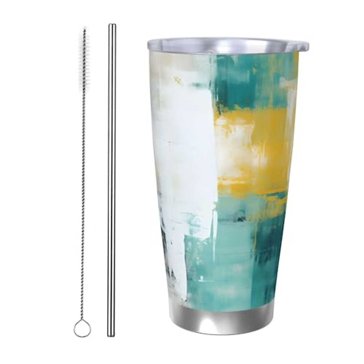 AYCZN Blue Yellow Abstract 20 OZ Tumbler Stainless Steel Travel Coffee Mug, Modern Art Insulated Water Bottle with Lid Leakproof Thermal Cup