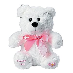 Fun Express Flower Girl Stuffed Bear - Soft Plush - Wedding Party Gifts