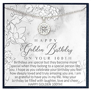 Grace of Pearl 100th Birthday Gift for Women Birthday Gift for 100 Year Old Woman Gifts for Her Bday Gift Ideas for 100 Birthday Jewelry Gift for Women Age 100 - CZ Diamond Necklace