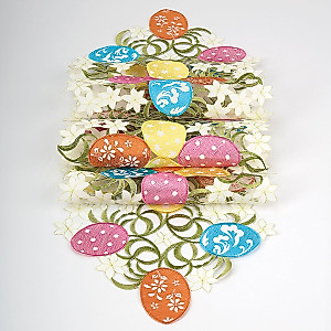 Current Easter Egg Table Runner - 13 x 72-Inch Easter Indoor & Outdoor Dining Decorations, Embroidered Home Decor, Holiday Centerpiece, Machine Washable Polyester