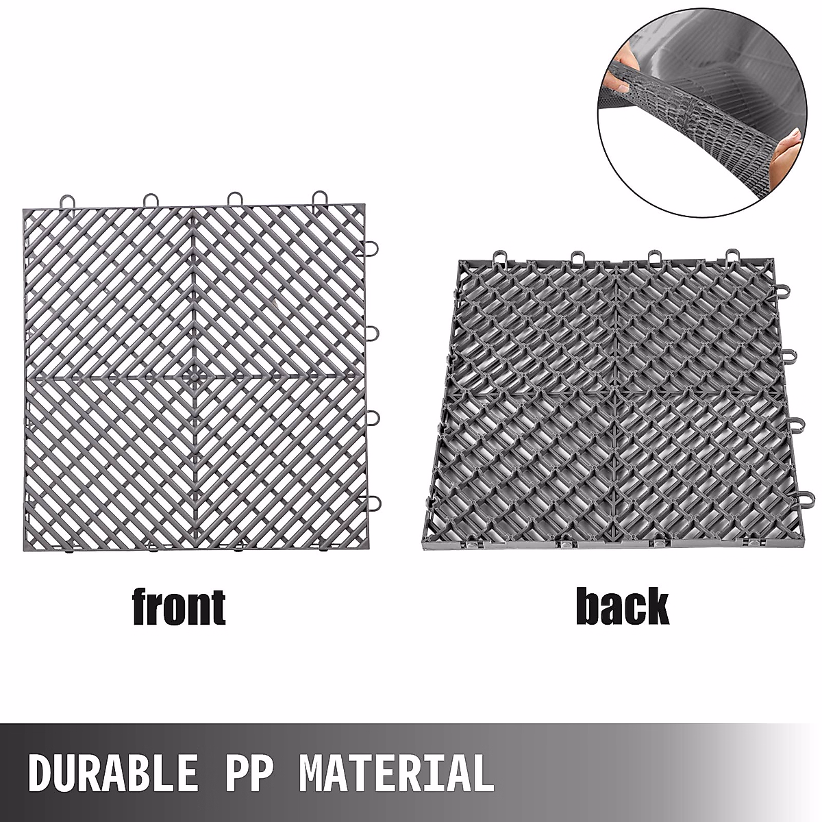 Happybuy Tiles Interlocking 25 PCS Gray, Drainage Tiles 12x12x0.5 Inches, Deck Tiles Outdoor Floor Tiles, Outdoor Interlocking Tiles, Deck Flooring for Pool Shower Bathroom Deck Patio Garage