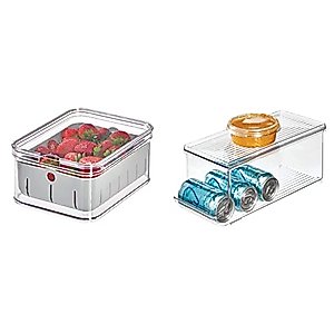 iDesign Crisp Plastic Refrigerator and Pantry Modular Bin with Removable Inner Basket
