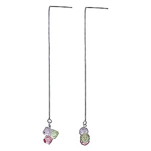Threader String Austrian Crystals Handmade Earrings for Women with 925 Sterling Silver