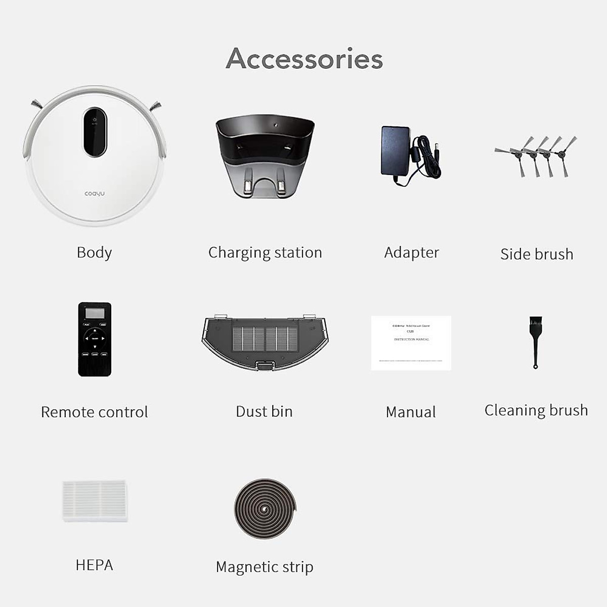 Robotic Vacuum Cleaner, Floor Robot Vacuum, Strong Suction, Super Thin and Quiet, Robot Vacuum Mapping, Cleans Pet Fur, Hard Floor to Carpet (White)