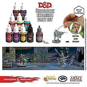 The Army Painter Dungeons and Dragons Underdark Paint Set Bundle with Nolzur's Marvelous Brush Set - Painting Set for Model Miniature Painting with 10 Warpaints and 1 D&D Drizzt Do'Urden Miniature