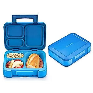 Sunhanny Bento Box Adult Lunch Box,1150ml/30oz Lunch Containers for Adults Men Women, Lunchable Containers 4 Compartments with Removable Divider and Sauce Jar, Microwavable, Dishwasher Safe, Blue