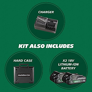 Metabo HPT 18V MultiVolt™ Cordless Triple Hammer BOLT Impact Driver Set, Power Impact Driver Kit with Case, 2 Lithium-Ion Batteries and Charger, 1/4-Inch Chuck, Compact LightWeight Power Tool, WH18DC