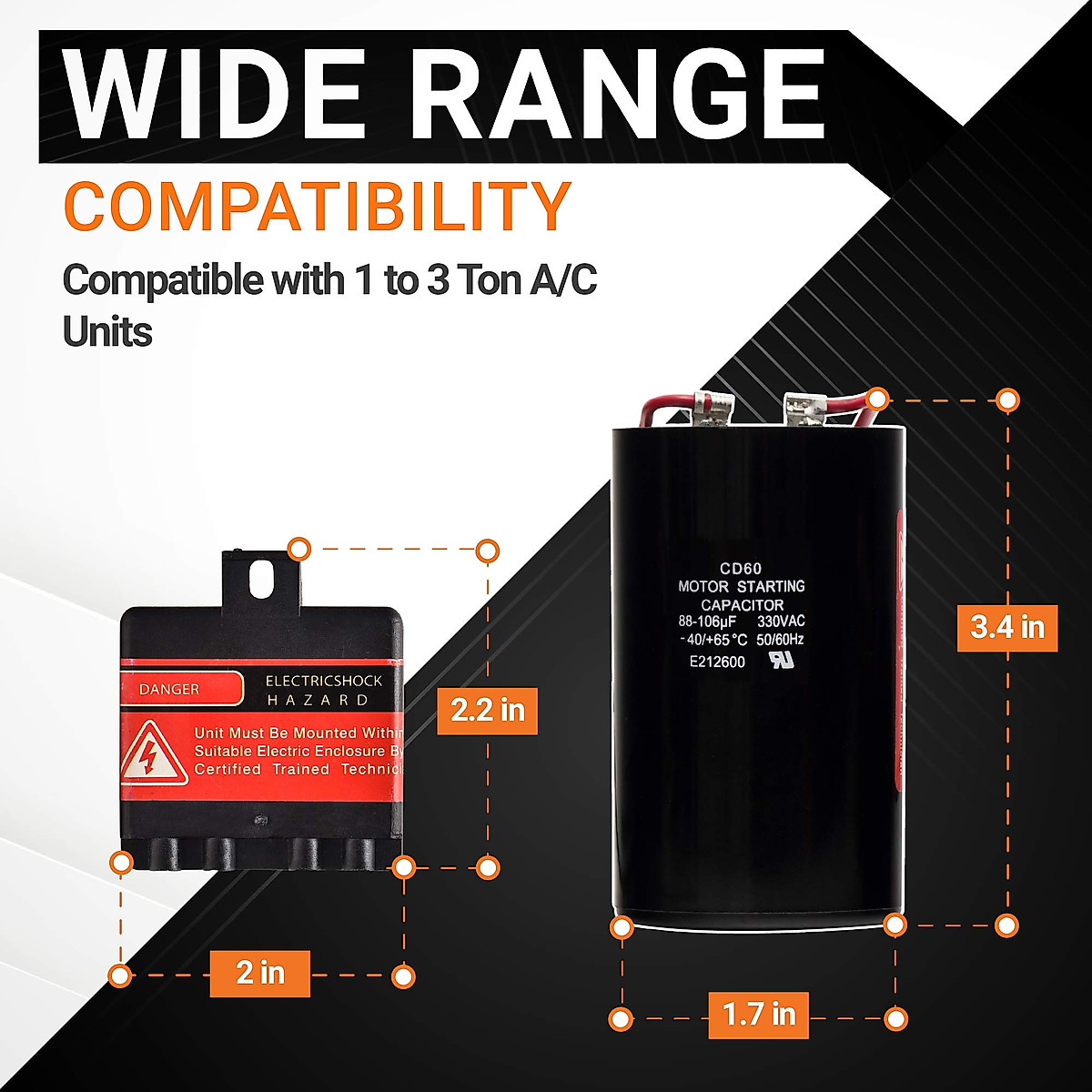 BlueStars Premium 5-2-1 CSR-U1 CSRU1 Compressor Saver Hard Start Capacitor Kit for 1- to 3-ton AC units - Durable 5-2-1 HVAC Compressor Saver Hard Start Capacitor - Easy to Install - PACK OF 1