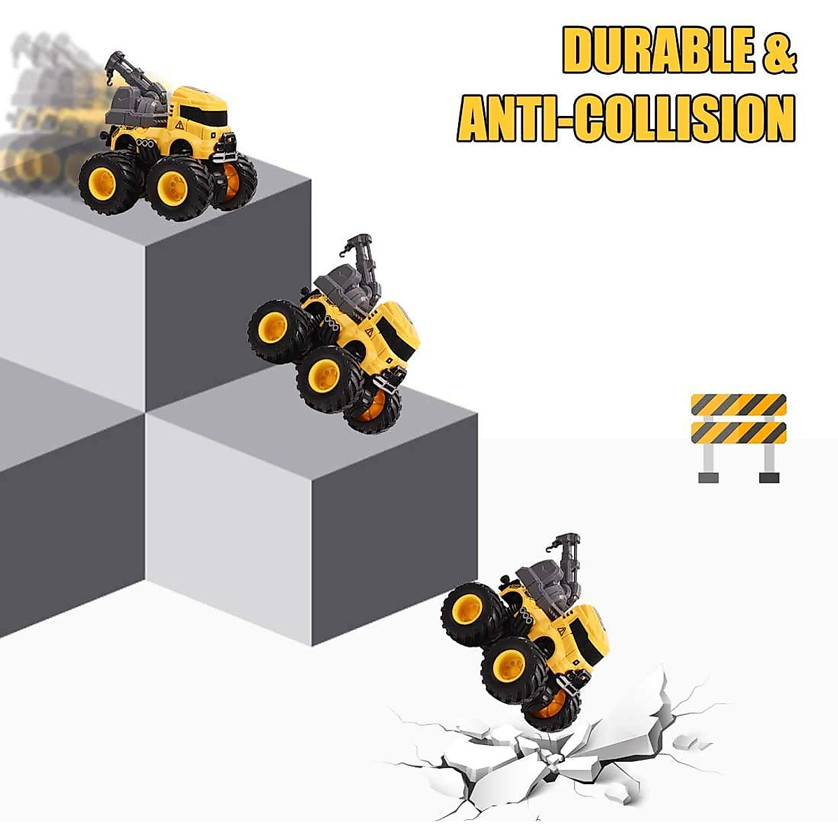 LONANDY Construction Truck Toy Push and Go Car Toys for Boys and Girls, Friction Powered Toy Car Set Include Crane Mixer Excavator Dump Truck, Party Supplies for Toddlers Kids Ages 3+