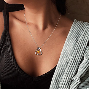 IEFRICH Heart Birthstone Necklace for Women - Amethyst Necklace Purple Necklace Sterling Silver Necklace | February Birthstone Necklace for Women Purple Jewelry | Valentines Day Gifts for Her Wife