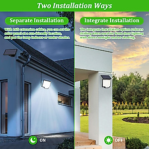 Solar Lights for Outside, 166 LED Solar Lights Outdoor Waterproof, Motion Sensor Outdoor Lights 3 Modes, Split Solar Powered Light with Extension Wires, Security Lights for Yard Garden Garage, 2-Pack