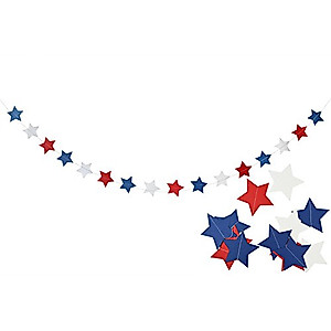 Labor Days Party Decorations Veterans Day Party Decorations Patriotic Decorations Navy White Red Tissue Pom Poms Paper Lanterns Paper Honeycomb Ball Blue Red White Paper Star Garland Party Supplies