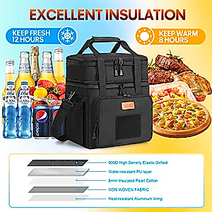 KumYamLO Tactical Lunch Box for Men 16L,Large Insulated Waterproof Reusable Lunch Bag，Women,Work,Outdoor,Picnic,Finishing,Molle Webbing and Adjustable Shoulder Straps(Black)…