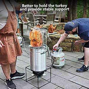 Onlyfire Chef Turkey Fryer Accessory Kit, Stainless Steel Chicken Holder with Handle Lifter Hook, Seasoning Injector, Drip Pan and Thermometer for Deep Fry Pot