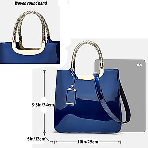 ZiMing Top Handle Handbags for Women Shiny Patent Leather Purses Square Satchel Stylish Zipper Evening Bags Shoulder Crossbody Bag-White