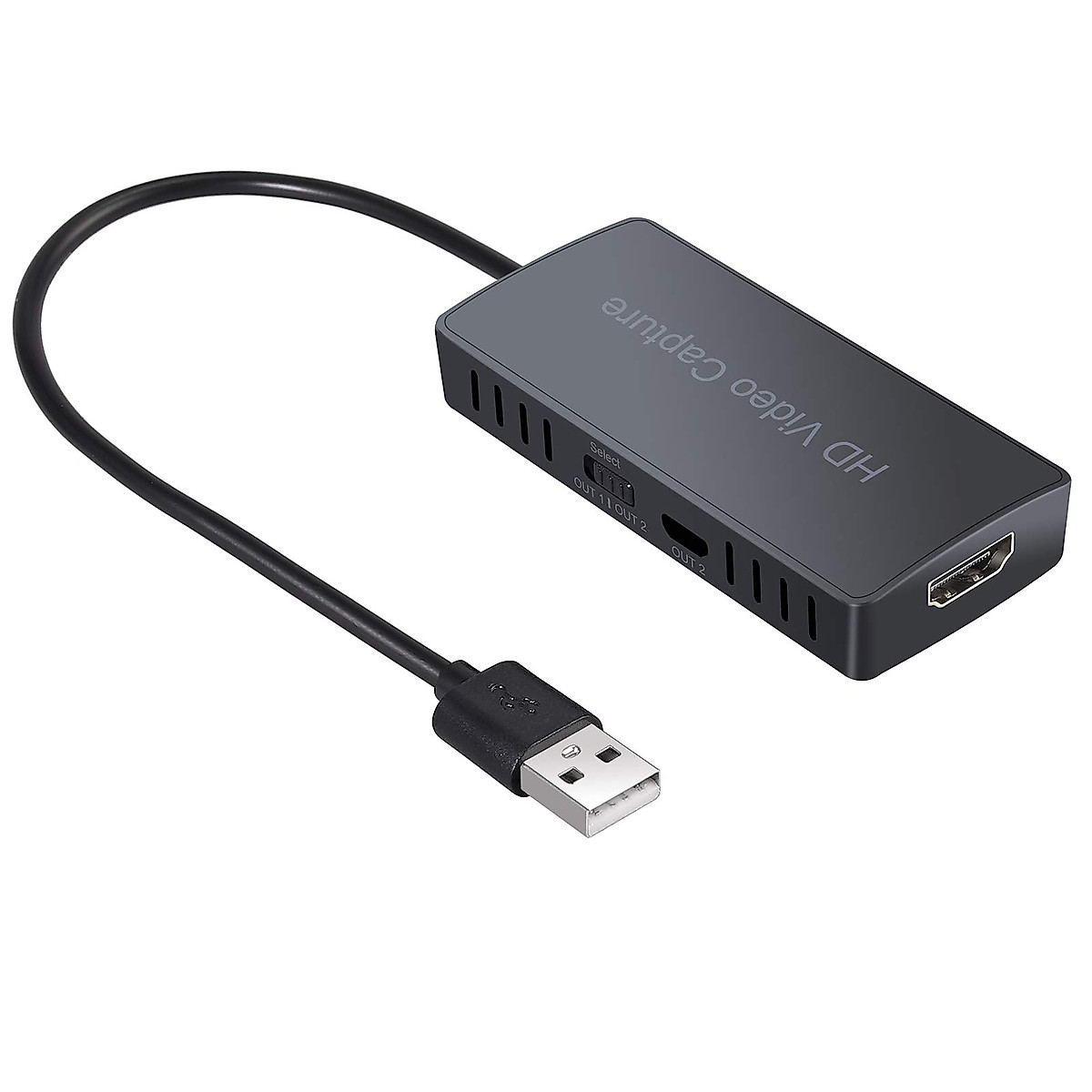 CAMWAY HD Video Capture USB 2.0 HDMI Video Game Capture Card,4k HDMI to USB 2.0 HD Live Capture Game Video Recording Box Support 2Output Capture for Windows Linux Mac OS YouTube OBS Twitch