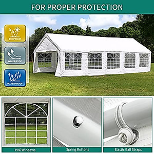 YITAHOME 16x32ft Party Tent Heavy Duty Outdoor Wedding Tent Canopy Event Shelters Upgraded Galvanized Steel Carport with Removable Sidewall Windows for Commercial and Parties, White