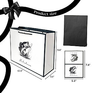 ysmile Fishing Gift Bag with Wrapping Paper for Men Women 12.6" Fisher