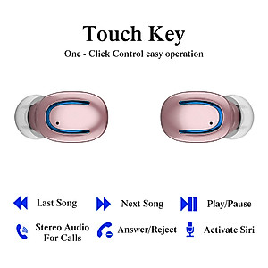 Mini Wireless Earbuds, Bluetooth Earphones in Ear with Wireless Charging Case, IPX7 Waterproof Wireless Mini TWS Mic Hi-Fi Stereo Sport Headphones for iPhone/Samsung/Android(Rose Gold)