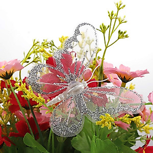 RTWAY Glitter Christmas Butterfly, 24 PCS 3D Glitter Artificial Butterfly Clip on Christmas Tree Ornaments for Wedding Holiday Party Home Decor