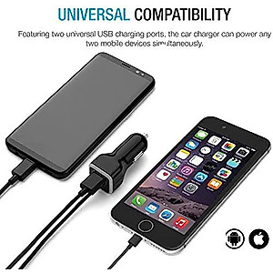 iPhone Car Charger, [Apple MFI Certified] Car Charger for iPhone 14, 13, 12, 11, X, XR, XS, Pro, 8 Plus, 7 Plus, Pro Max, iPad Pro, Air 4, Mini with Extra USB Port