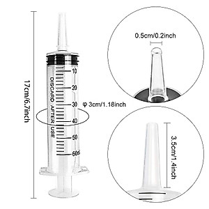DEPEPE 8pcs 60ml Plastic Syringe with Caps, Large Catheter Tip Syringes for Lipgloss Making Feeding Food Paint Scientific Lab Measurement and Dispensing