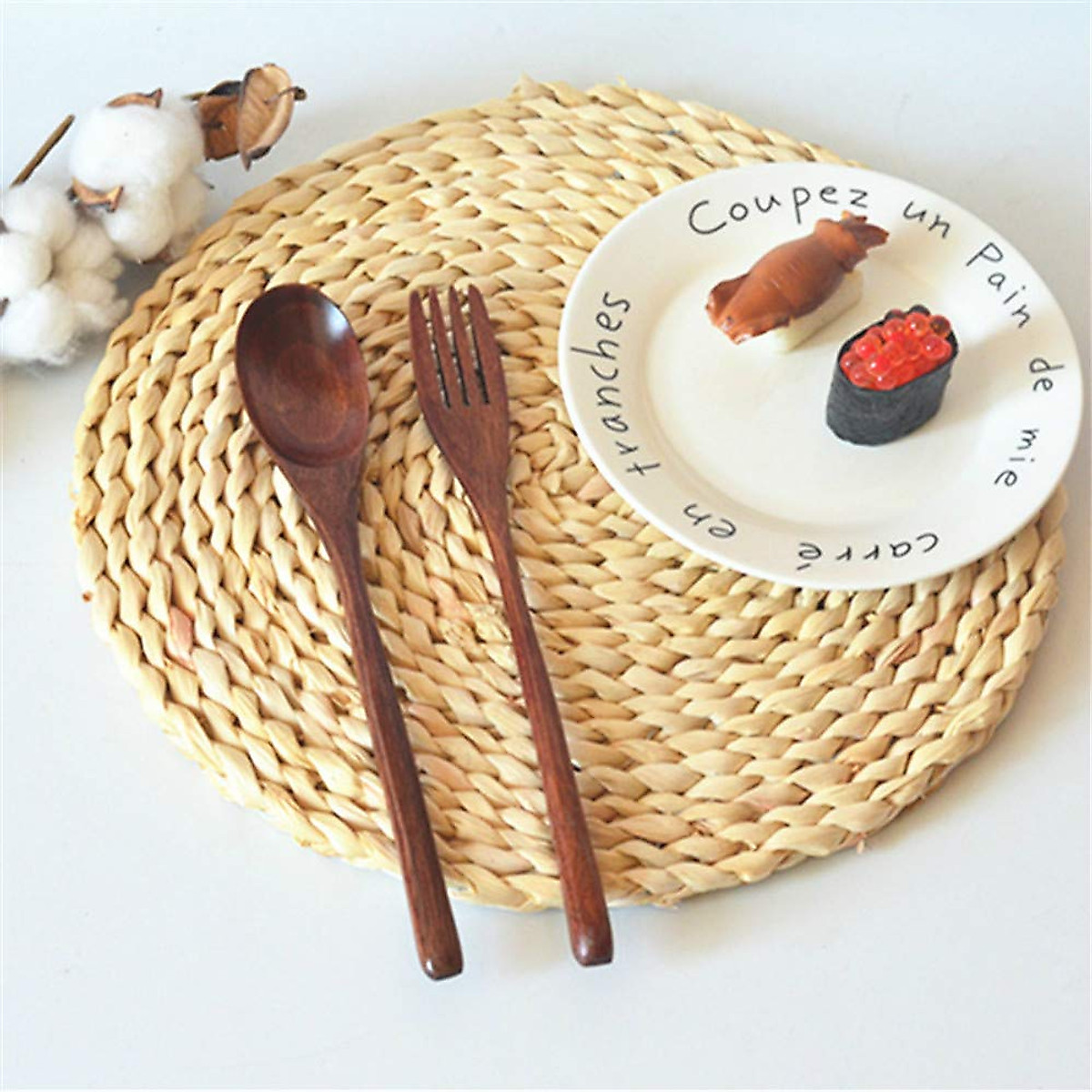 Wooden Spoon and Fork for Eating Utensil Set Lunch Wood Cutlery Japanese Silverware Sets Wooden Flatware Reusable Bamboo Utensils Korean Wood Forks Spoons