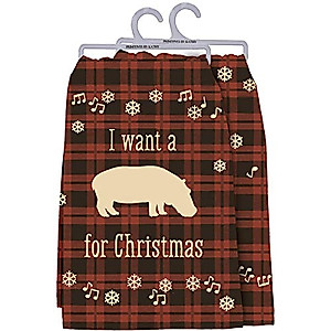 Primitives by Kathy 108672 I Want A for Christmas Dish Towel, 28-inch Height, Cotton