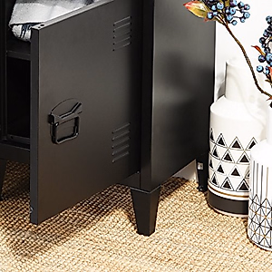 Homy Casa Inc Graves Solo Storage Lockers, Metal Black Nightstand, Metal Cabinet-Black