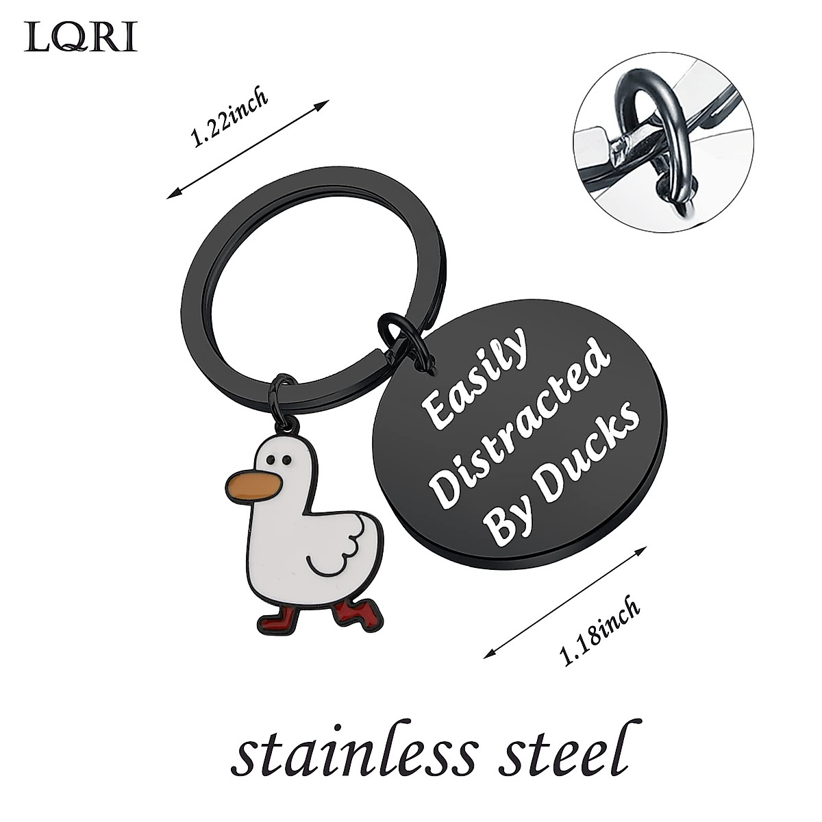 LQRI Duck Gift Duck Lover Gift Easily Distracted By Ducks Keychain Duck Jewelry Duck Gifts Pet Duck Owner Gift(BLACK)