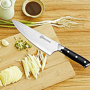 Yengisar Kitchen Knife – Chef Knife 8 Inches Cooking Knife Forged in Fire German High Carbon Stainless Steel Knife – Full Tang Hammered Finish Chopping Knife with Ergonomic Handle…