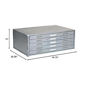 Global Industrial 41"W Flat File Cabinet, 5 Drawer, Gray